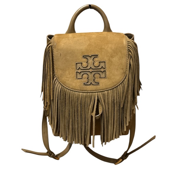 Tory Burch | Bags | Tory Burch Harper Tan Suede Fringe Small Backpack ...